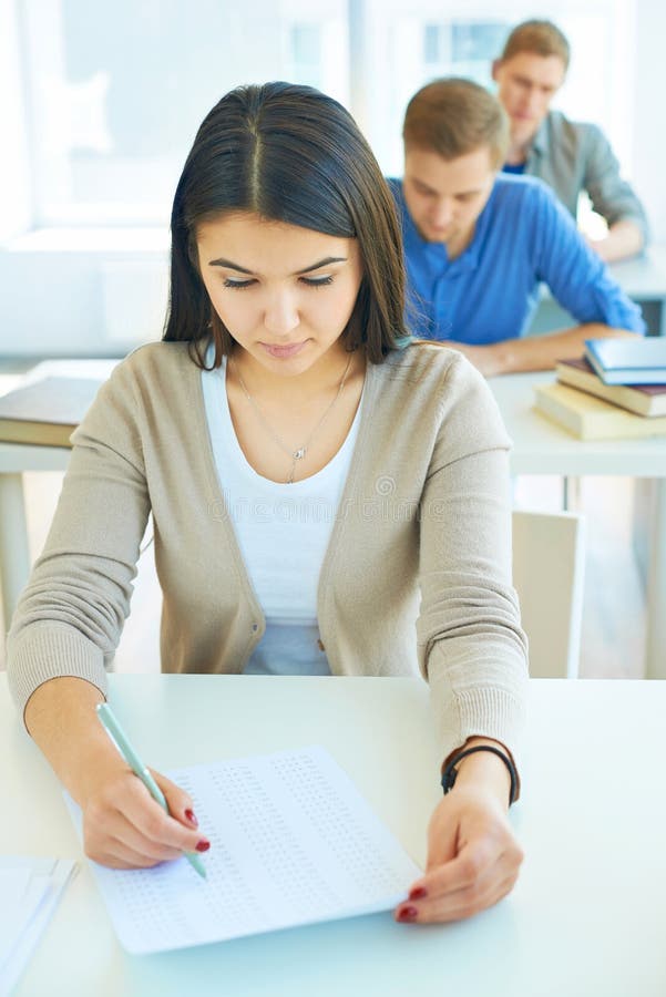 Thinking of right answer stock image. Image of male, female - 33943087