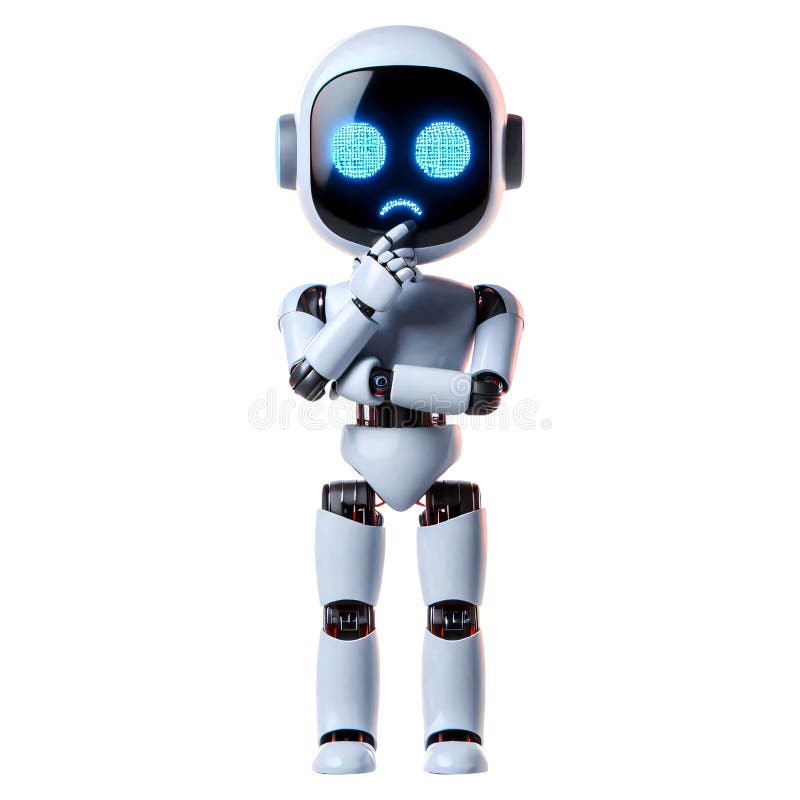 Thinking Robot Character with Confused Face, AI Uncertainty Concept ...