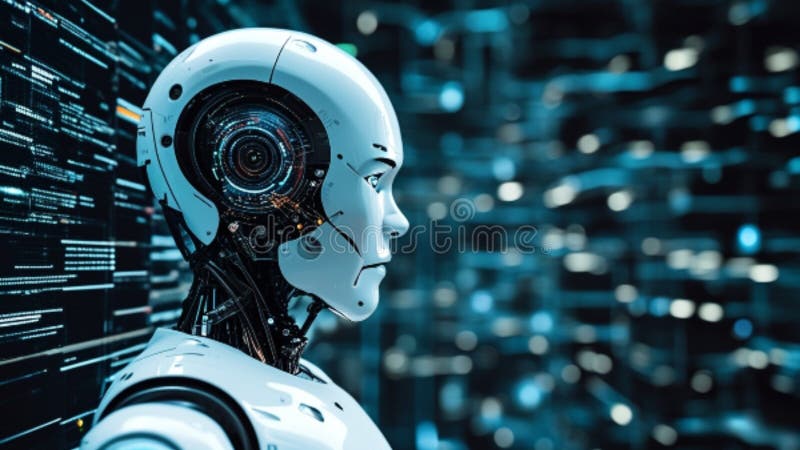Thinking Robot,white Humanoid Robot Thinking ,isolated White Background ...