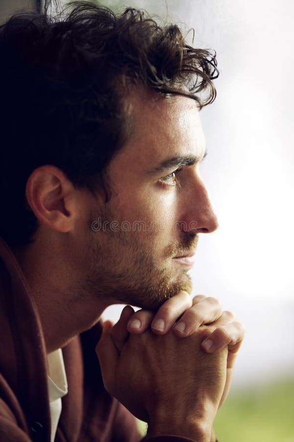 Thinking, Sad and a Man Looking Depressed with a Mental Health Problem ...