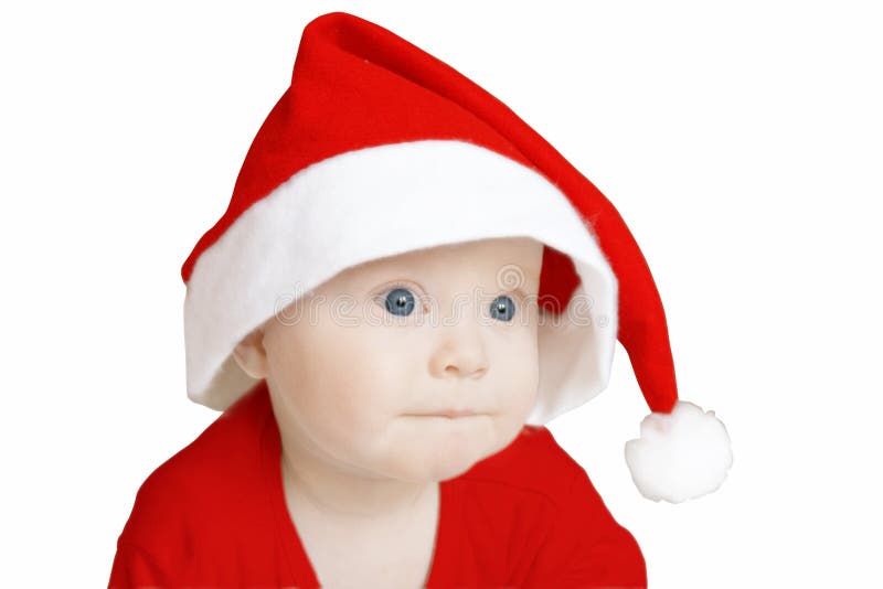 Thinking Santa - Little Girl in Seasonal Outfit Stock Image - Image of ...