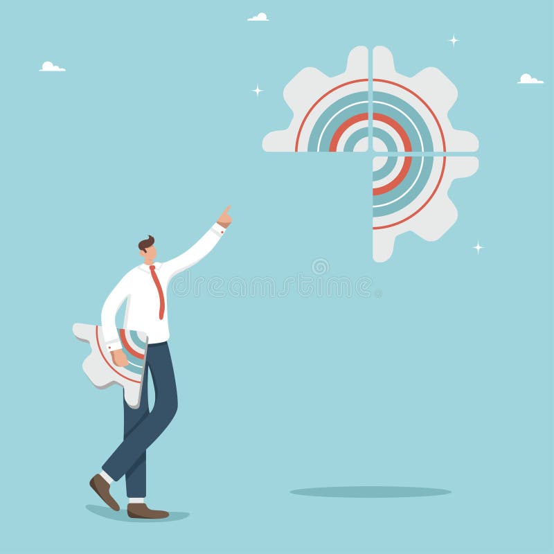 Man Holds a Missing Gear Fragment in His Hands Stock Vector ...