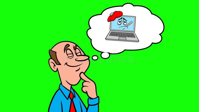 Thinking about a Sick Computer - 4k Animation with Green Background ...