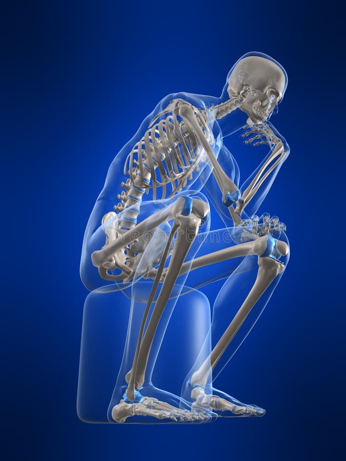 Thinking skeleton stock illustration. Illustration of body - 9166159