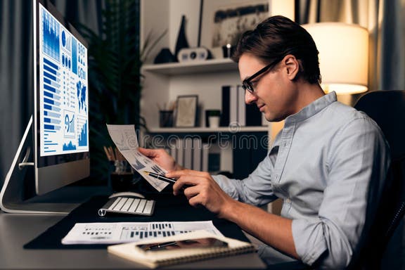 Thinking Smart Businessman Holding Paperwork Report Paragraph Data ...