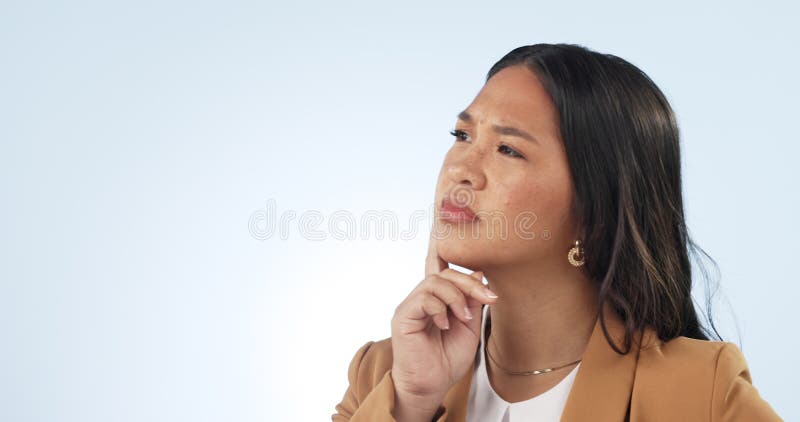 Thinking, Solution and Young Woman in Studio with Unsure, Brainstorming ...