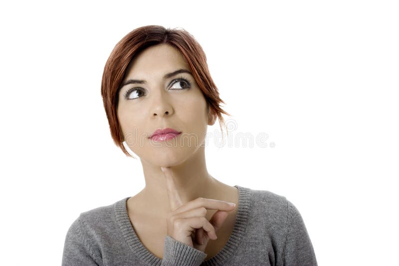 Thinking in something stock image. Image of gorgeous, happiness - 7644263