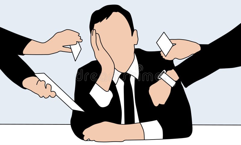 Thinking about Something while Busy Stock Illustration - Illustration ...