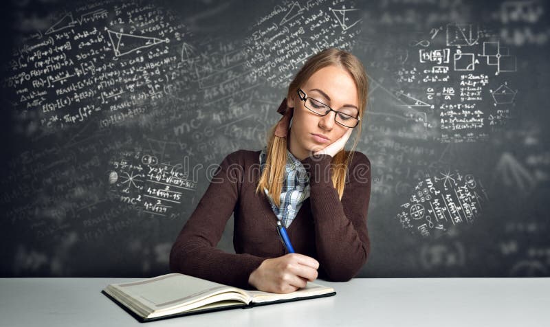 Thinking student stock image. Image of girl, education - 12828955