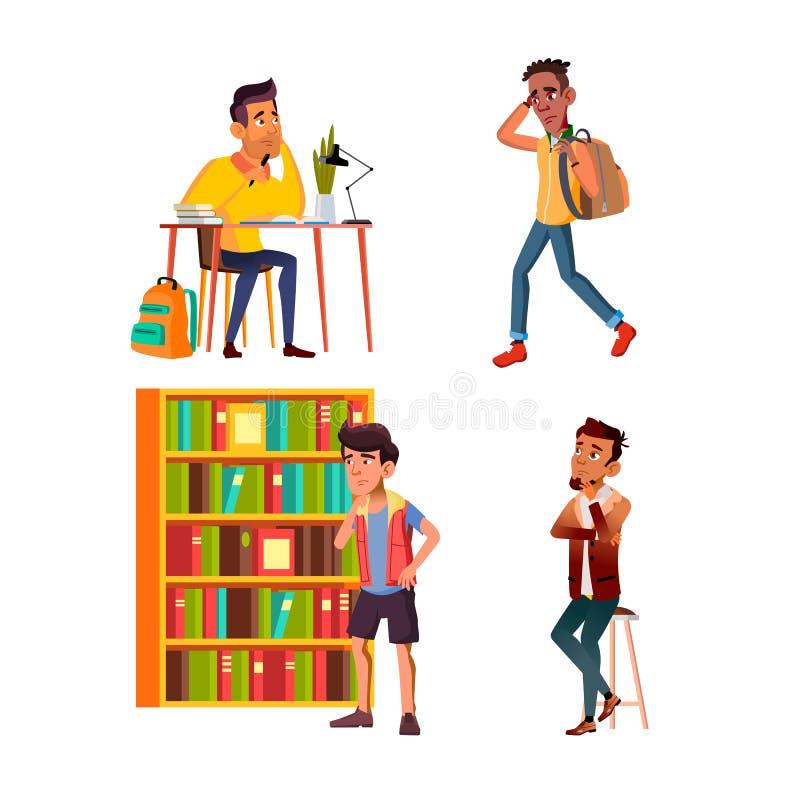 Thinking Student for Solve Problem Set Vector Stock Vector ...