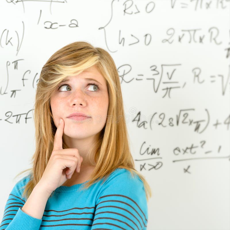 Thinking Student Teenager Mathematics Board Stock Photo - Image of ...