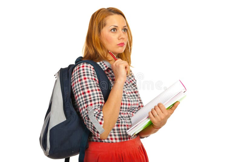 Thinking Student Hipster Woman by Blackboard Stock Photo - Image of ...
