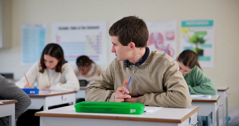 Thinking, Student and Writing for Test in Class for University Exams ...