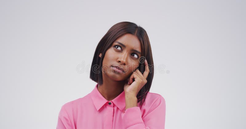 Thinking, Studio Face and Professional Woman, Designer or Creative ...