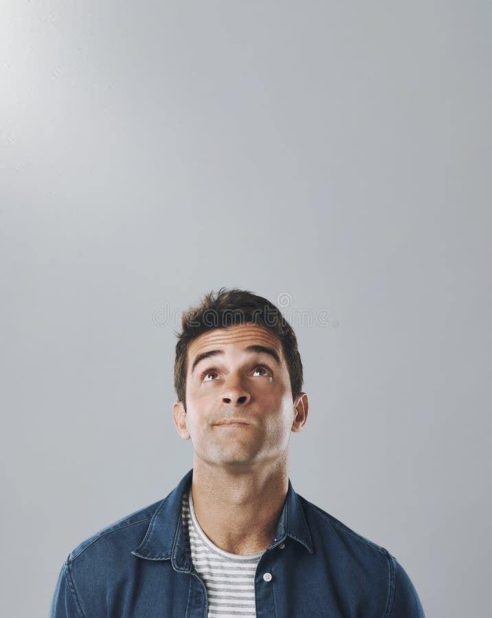 Thinking, Studio and Man with Confusion, Doubt and Remember of Ideas in ...