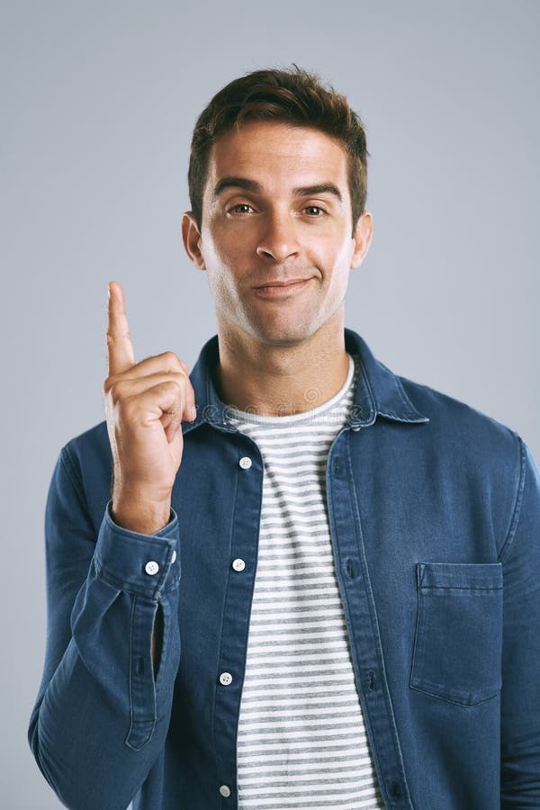 Thinking, Studio and Man with Idea, Portrait and Remember of Solution ...