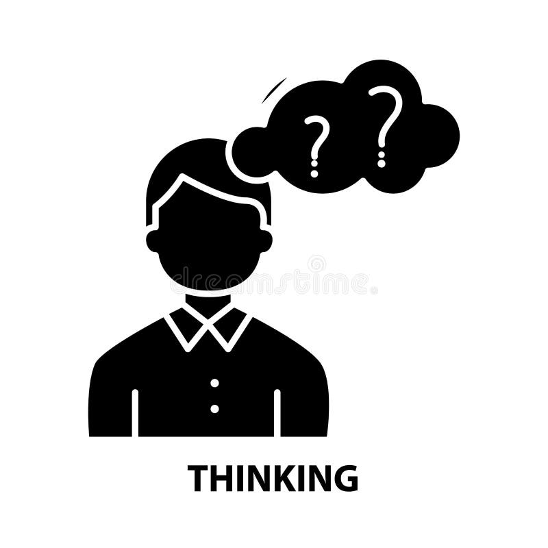 Thinking Symbol Icon, Black Vector Sign with Editable Strokes, Concept ...