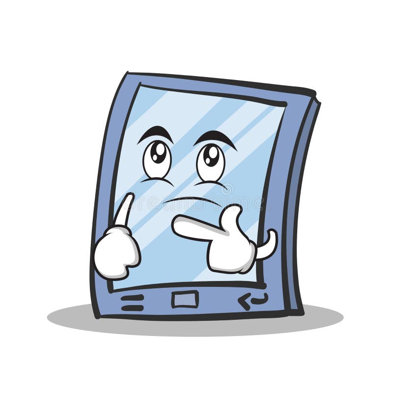 Thinking Tablet Character Cartoon Style Stock Vector - Illustration of ...