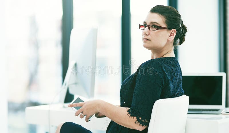 Thinking, Tablet and Creative Business Woman with Insight, Problem ...