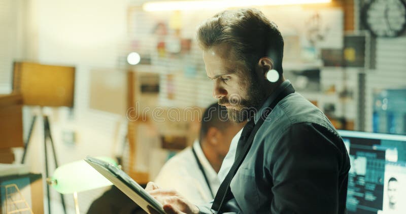 Thinking, Tablet and Detective in Office with Typing for Research on ...