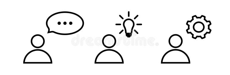 Thinking or Talking Man, Idea and Process Icon Set Stock Vector ...
