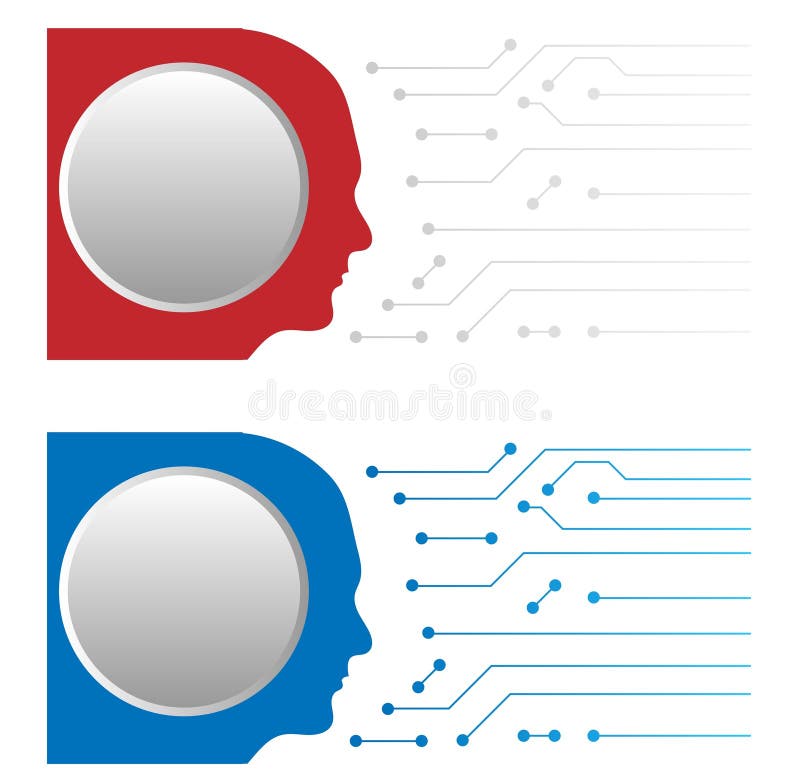 Abstract Human Head Hi Tech Banner Place for Text Stock Vector ...
