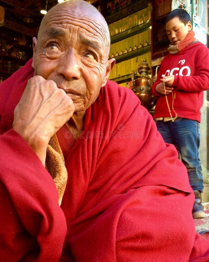 Thinking monk in Ladakh editorial stock photo. Image of native - 84705263