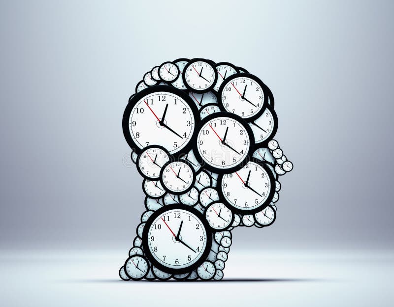 Thinking Time Concept As a Group of Clock Objects Shaped As a Human ...