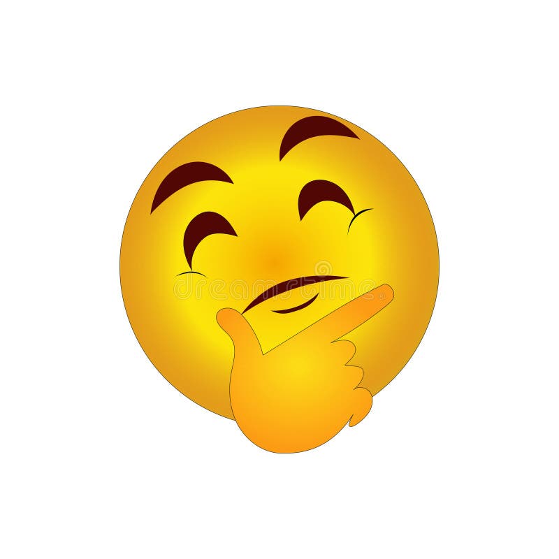 Thinking Vector Icon. Pensive Face Shape. Yellow Color Design. White ...