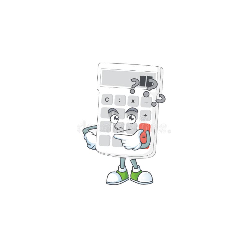 Thinking White Calculator in the Character Mascot Stock Vector ...