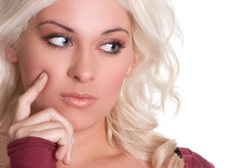 Thinking Woman stock image. Image of beautiful, headshot - 19812967