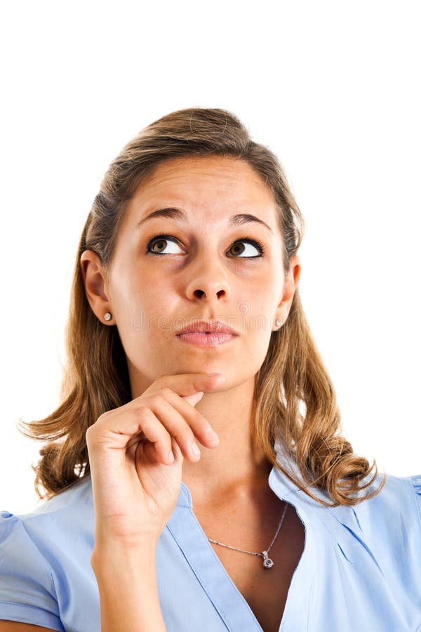 Thinking woman stock photo. Image of portrait, thinking - 22384076