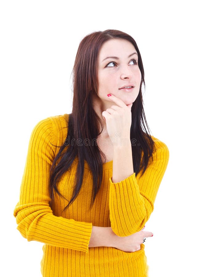 Thinking woman stock image. Image of copy, isolated, portrait - 22423293