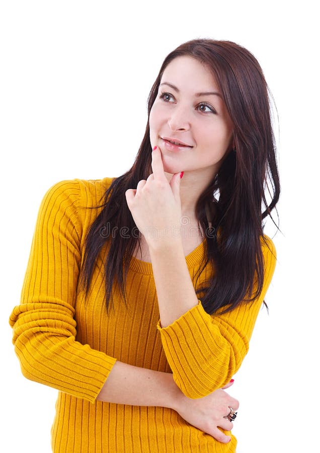 Thinking woman stock image. Image of copy, isolated, portrait - 22423293