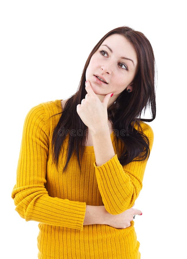 Thinking woman stock image. Image of copy, isolated, portrait - 22423293