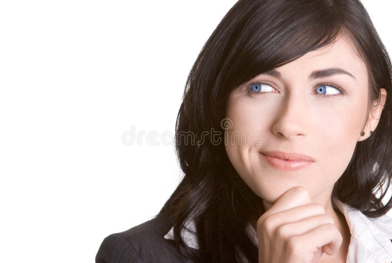 Business Woman Thinking Leaning Stock Photo - Image of choice, indoors ...