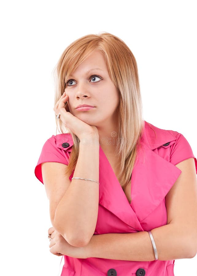 Thinking woman stock image. Image of copy, isolated, portrait - 22423293