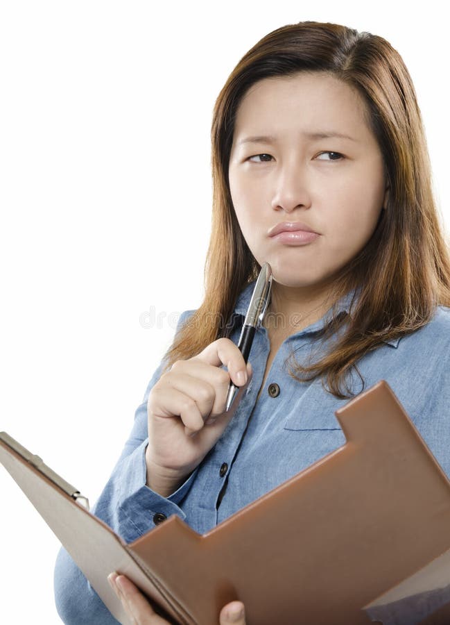 Thinking woman stock photo. Image of caucasian, note - 26607540