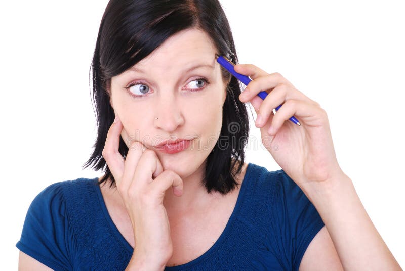Thinking woman stock image. Image of beautiful, posed - 5589501