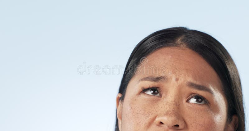 Thinking, Woman and Confused Eyes in Studio for Problem Solving ...