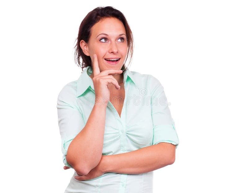 Thinking Woman is happy stock image. Image of employee - 36124845