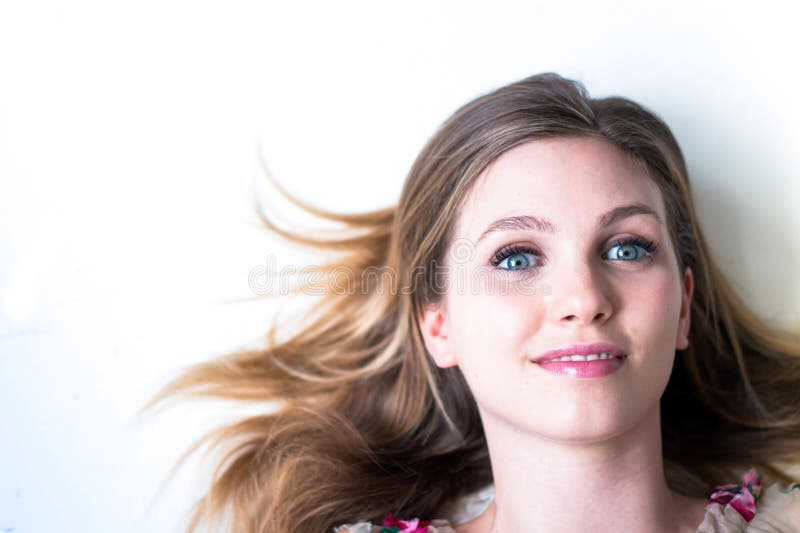 Thinking woman looking up stock image. Image of beautiful - 27921797