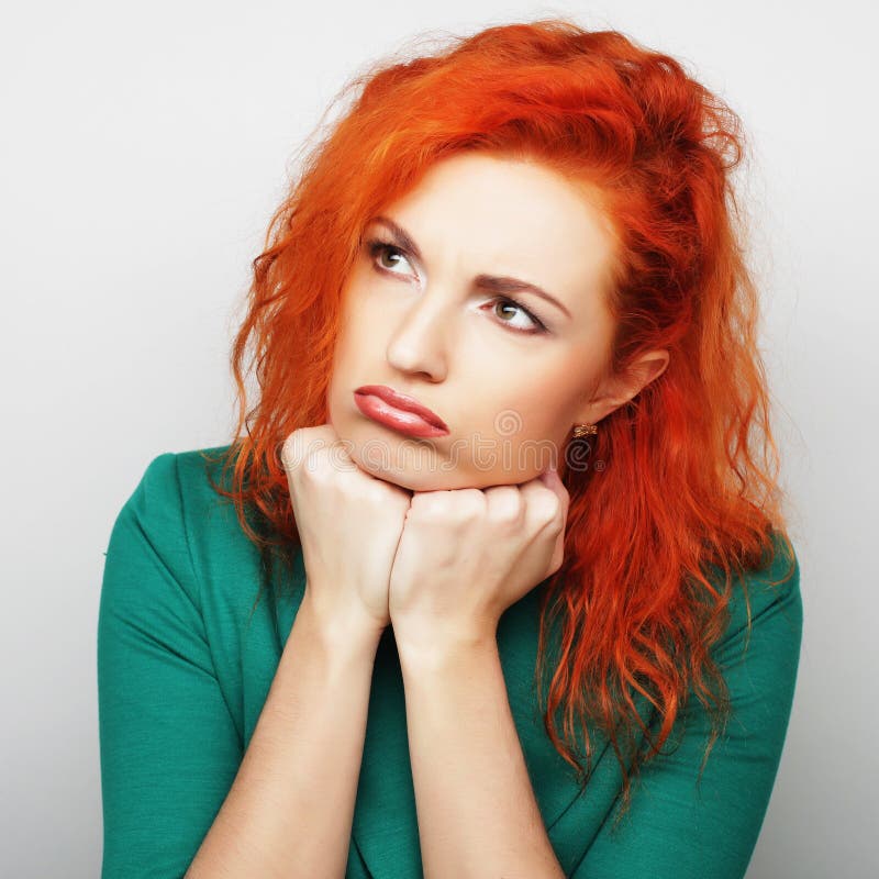 Thinking Woman Pondering Over Something Stock Image - Image of ...
