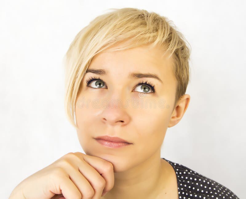 Thinking woman stock image. Image of mood, funny, emotional - 40226633