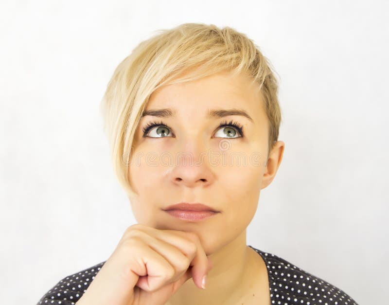 Thinking woman stock photo. Image of looking, adult, eyebrow - 40226634