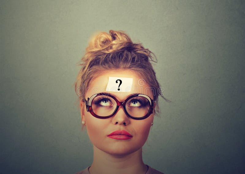 Thinking Woman With Question Mark Stock Image - Image of cute, decision ...