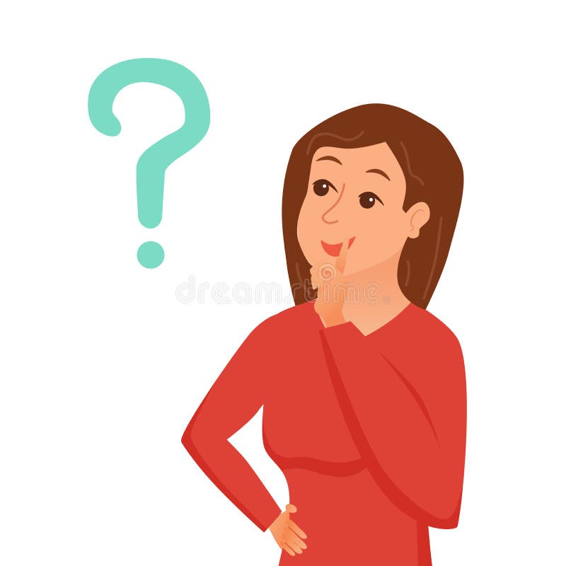 Thinking Woman with Speech Bubble. Vector Illustration of Pretty Face ...
