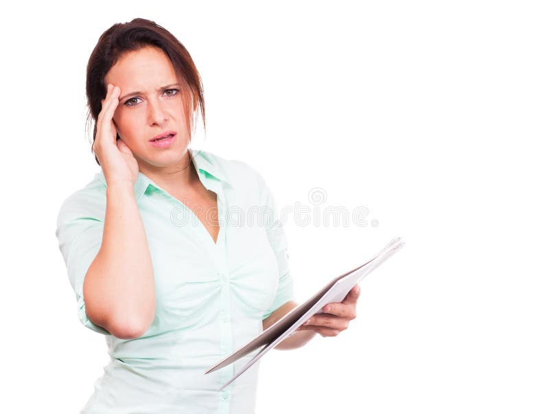 Thinking Woman take notes stock image. Image of attractive - 36124733