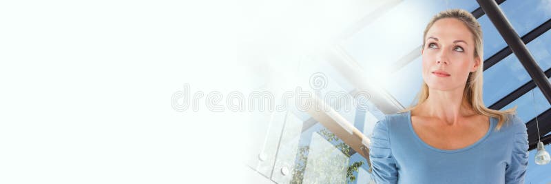 Thinking Woman with Windows Transition Stock Photo - Image of brightly ...