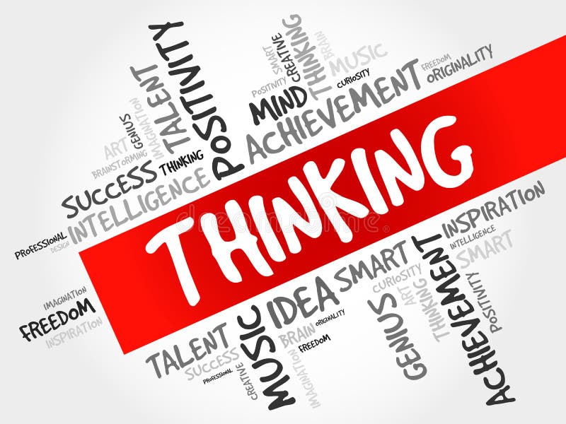 Thinking word cloud stock illustration. Illustration of improve - 199024266